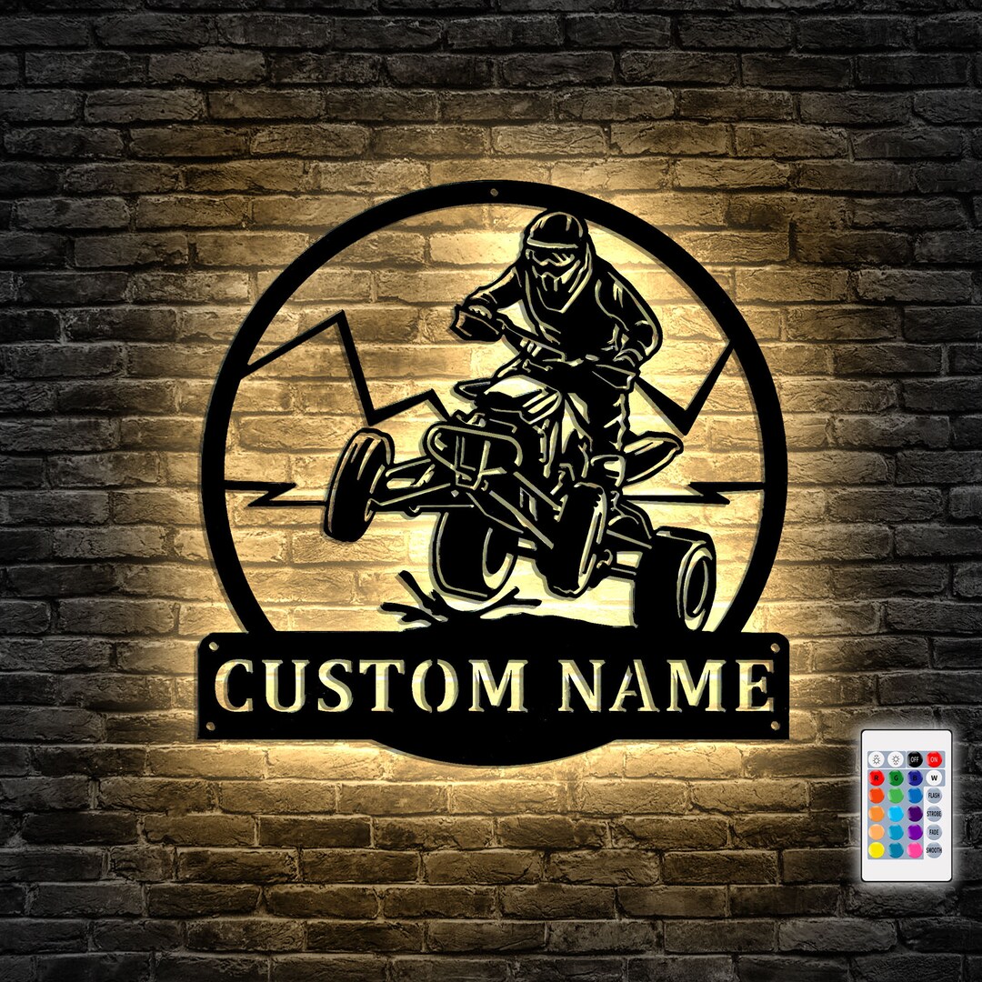 Custom Atv Rider Metal Sign With LED Light Personalized Atv - Etsy