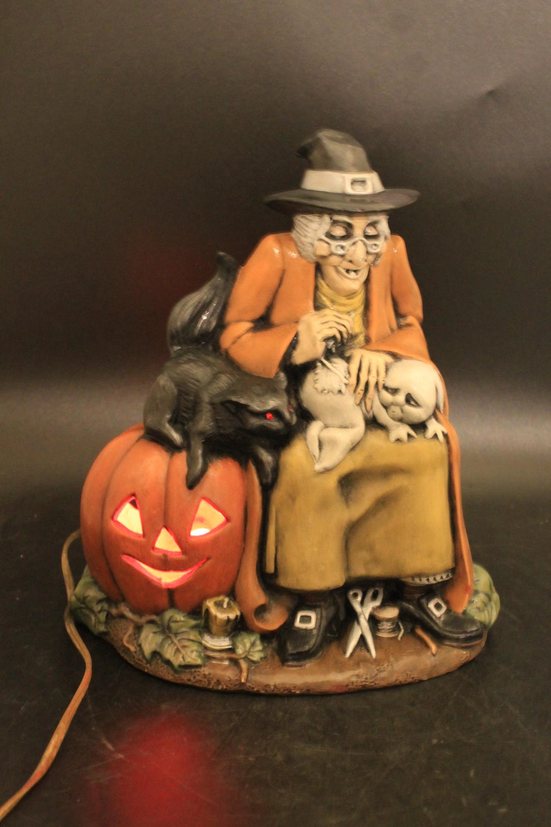 Vintage Lighted Ceramic Witch Halloween Figurine - Etsy