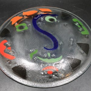 Rare Travis Fused Abstract Glass Smiling Face Platter-signed - Etsy
