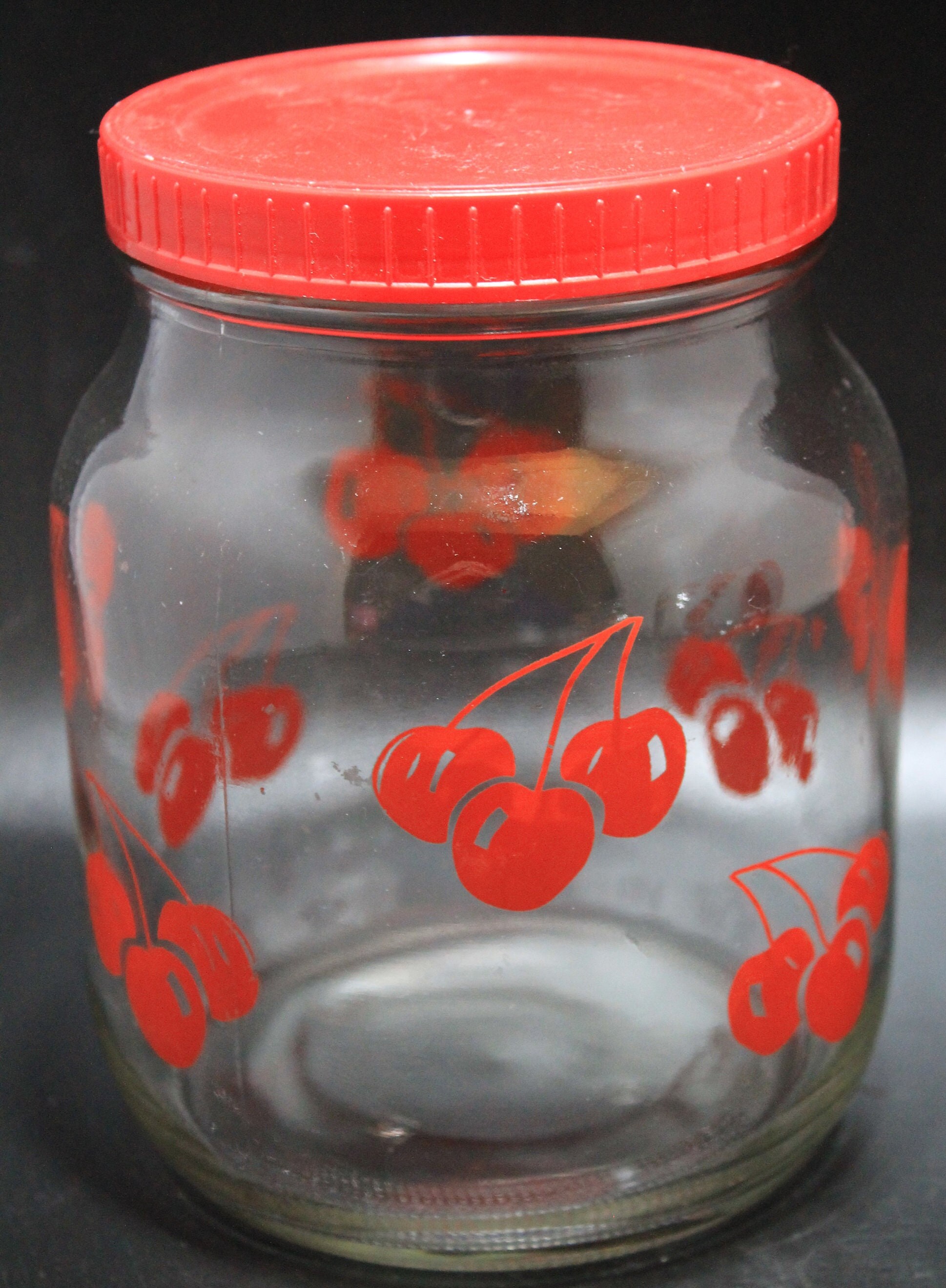 Red Cherry Glass Jars-set of 2 - Etsy