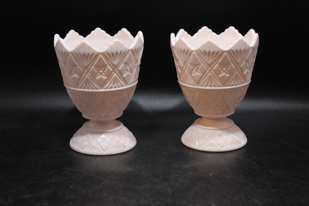 NAPCO 2255 Opaque Shell Pink Milk Glass Planter Vases - Etsy