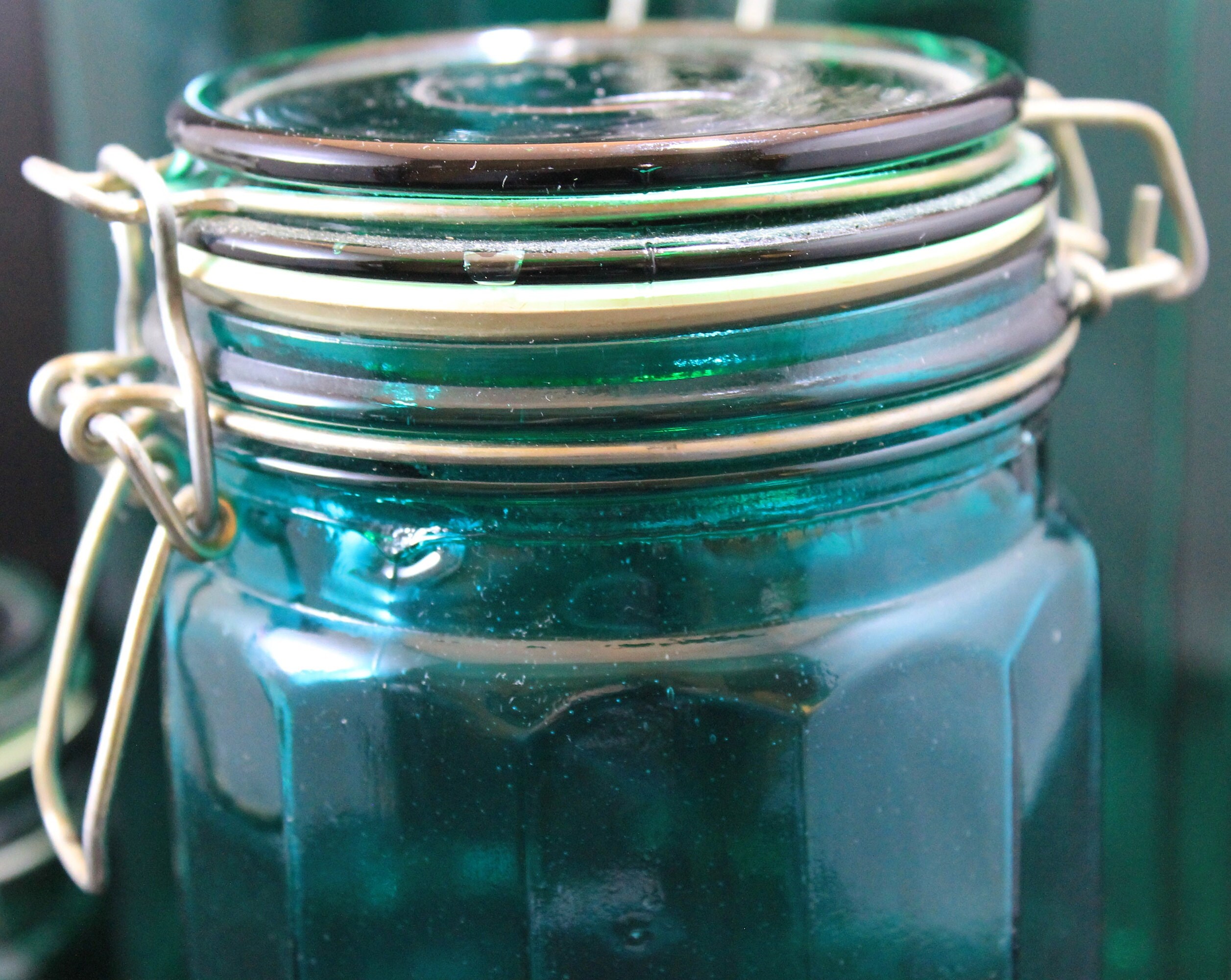 Green Glass Canisters With Wire Bale Closures-set of 4 - Etsy