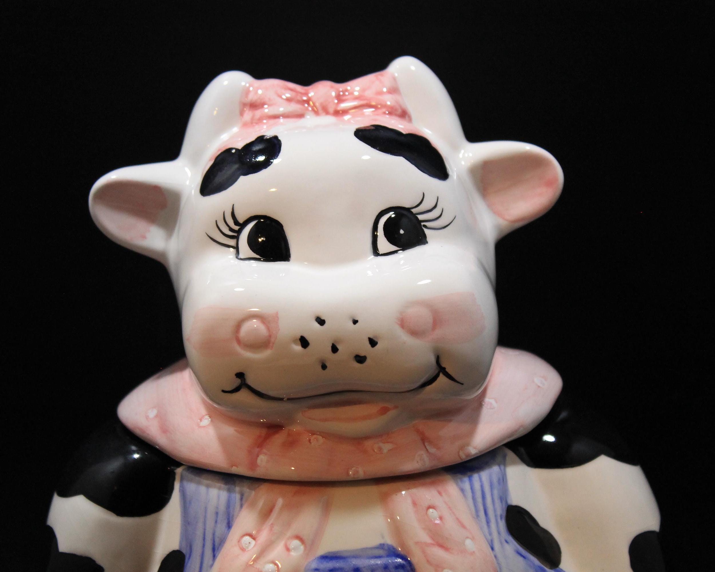 Vintage Cow in Overalls Cookie Jar by Designpac - Etsy
