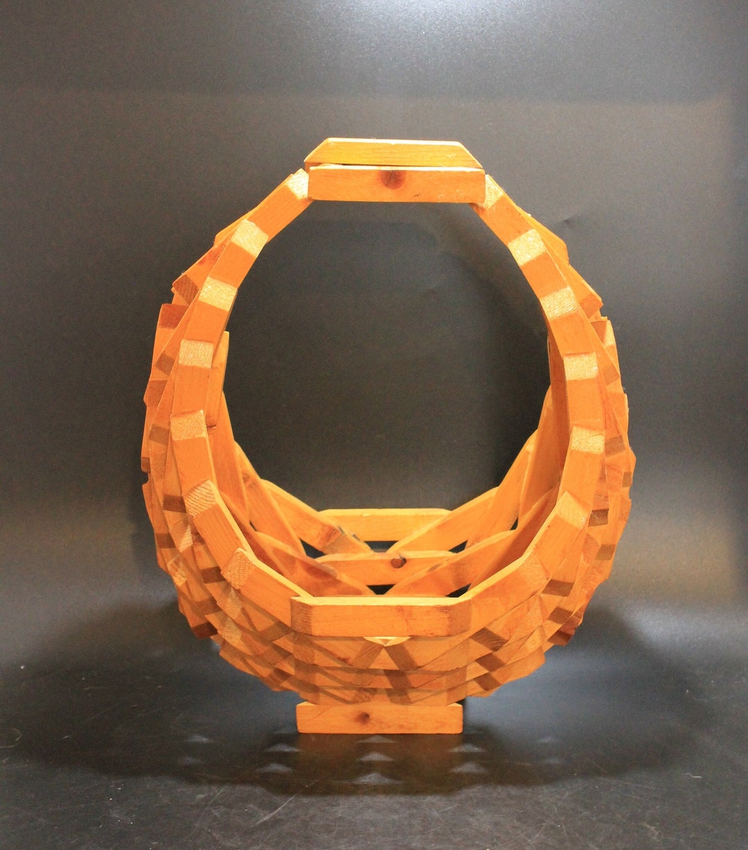 Mid Century Handmade Geometric Wooden Block Basket - Etsy