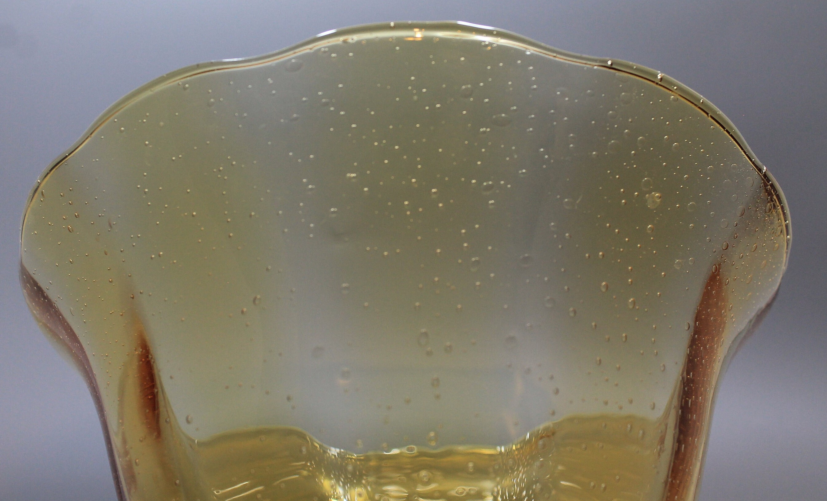 Amber Bubble Glass Pedestal Bowl With Scalloped Edge - Etsy