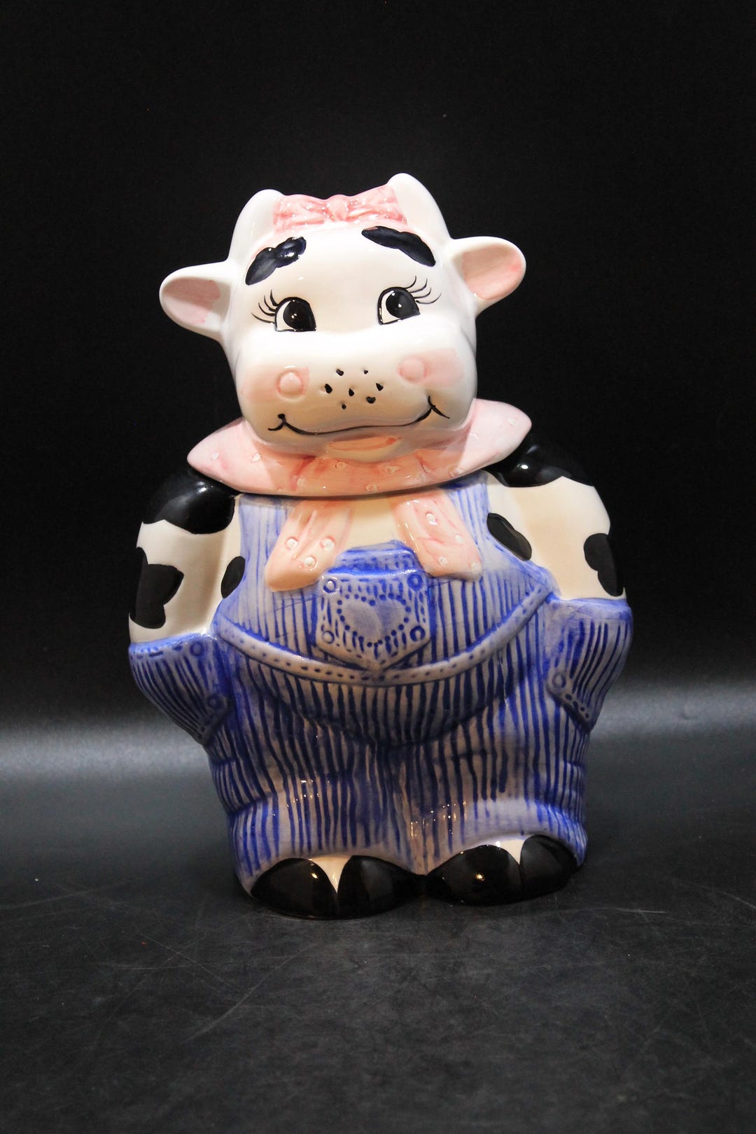 Vintage Cow in Overalls Cookie Jar by Designpac - Etsy