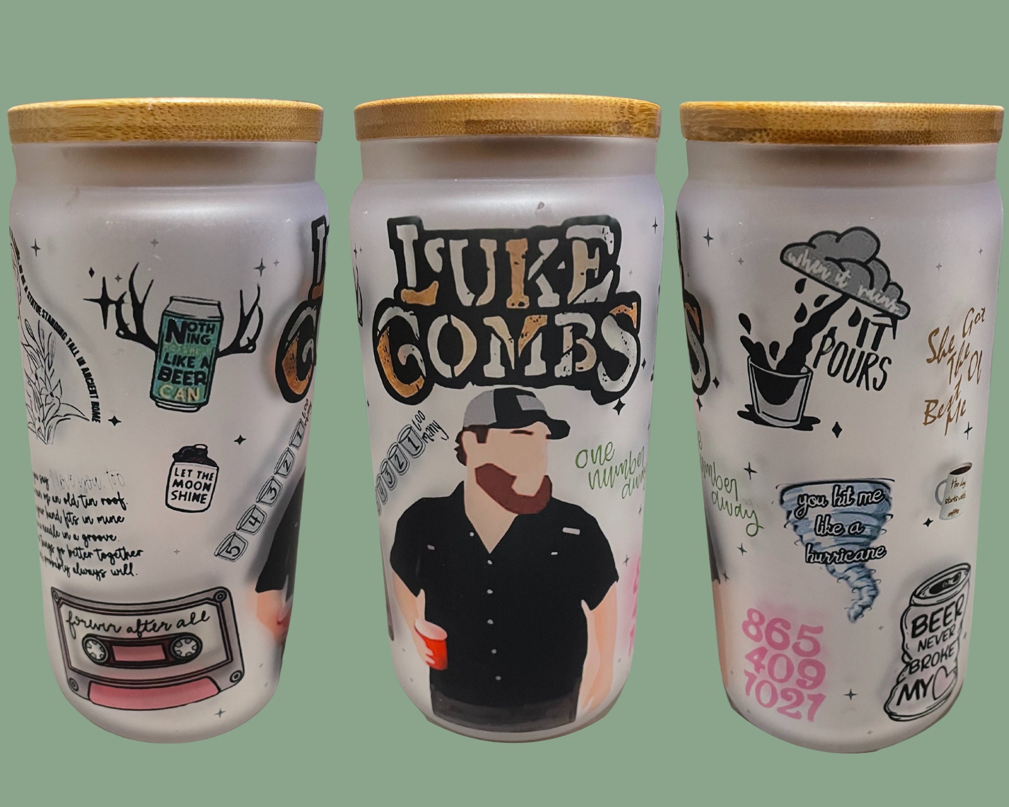Luke Combs Tumbler, 16 Oz Frosted Glass Can, Frosted Tumbler, Country ...