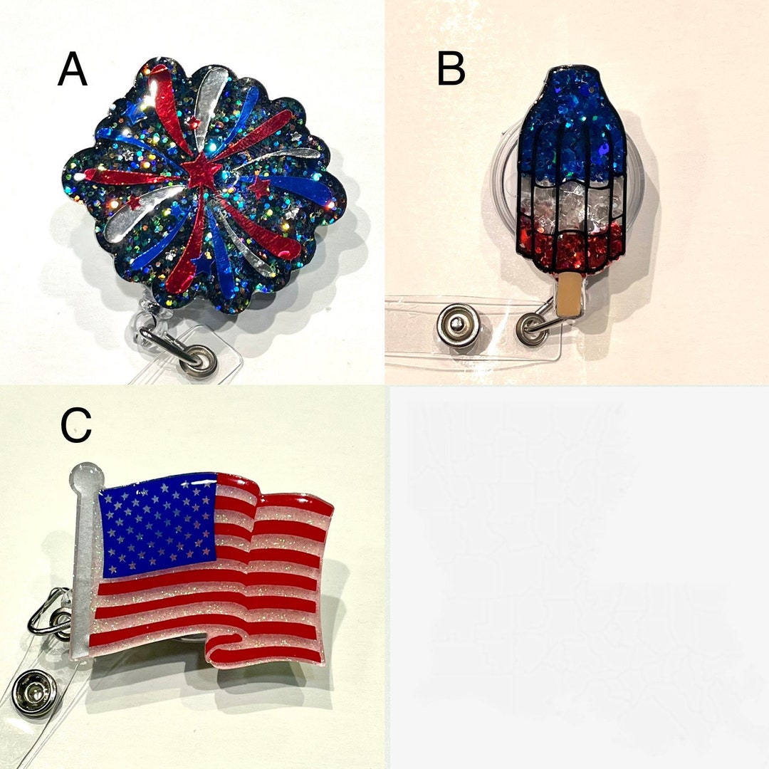 Fourth of July, Firework, Popsicle, American Flag Badge Reel - Etsy