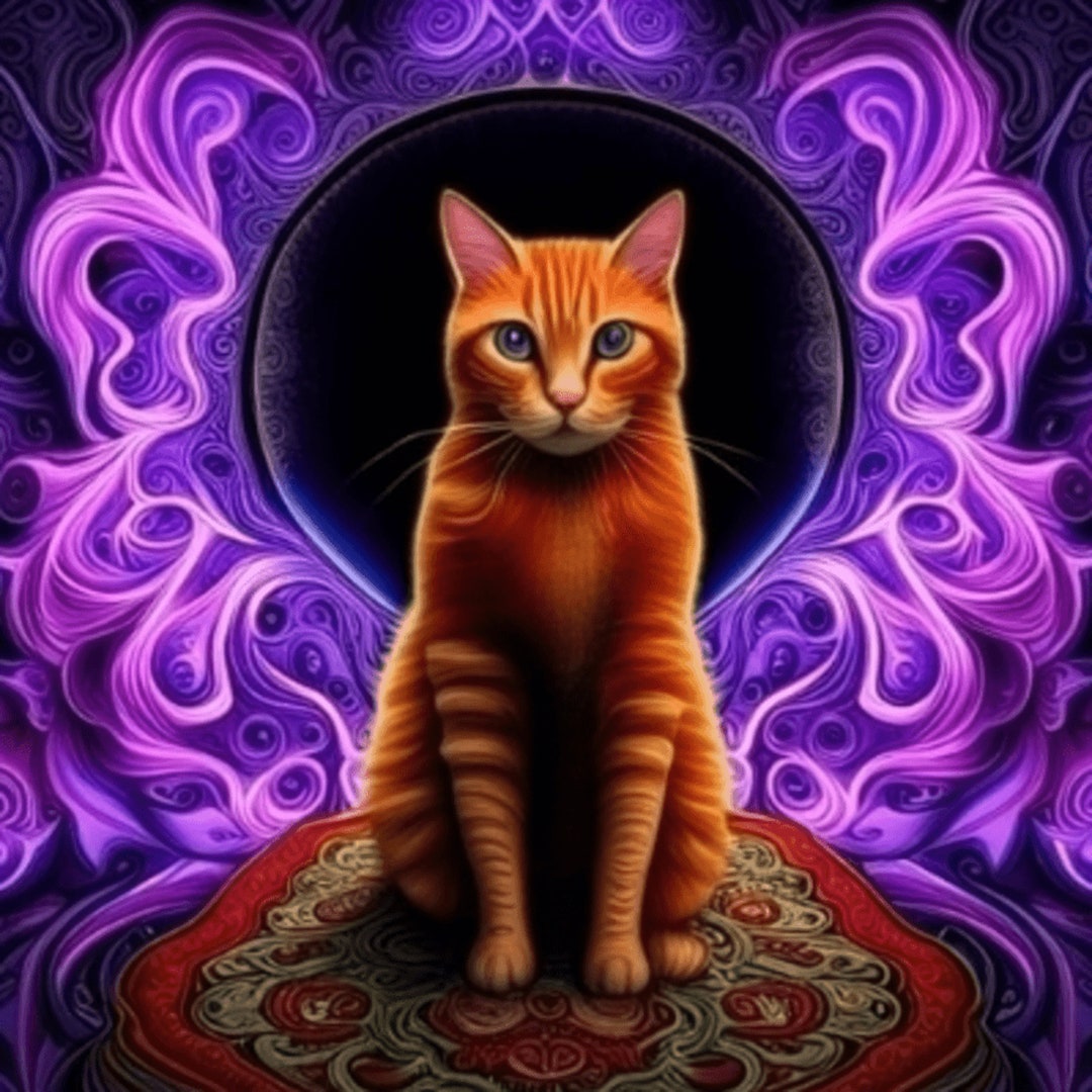 Ginger Cat Psychedelic Digital Print - Etsy