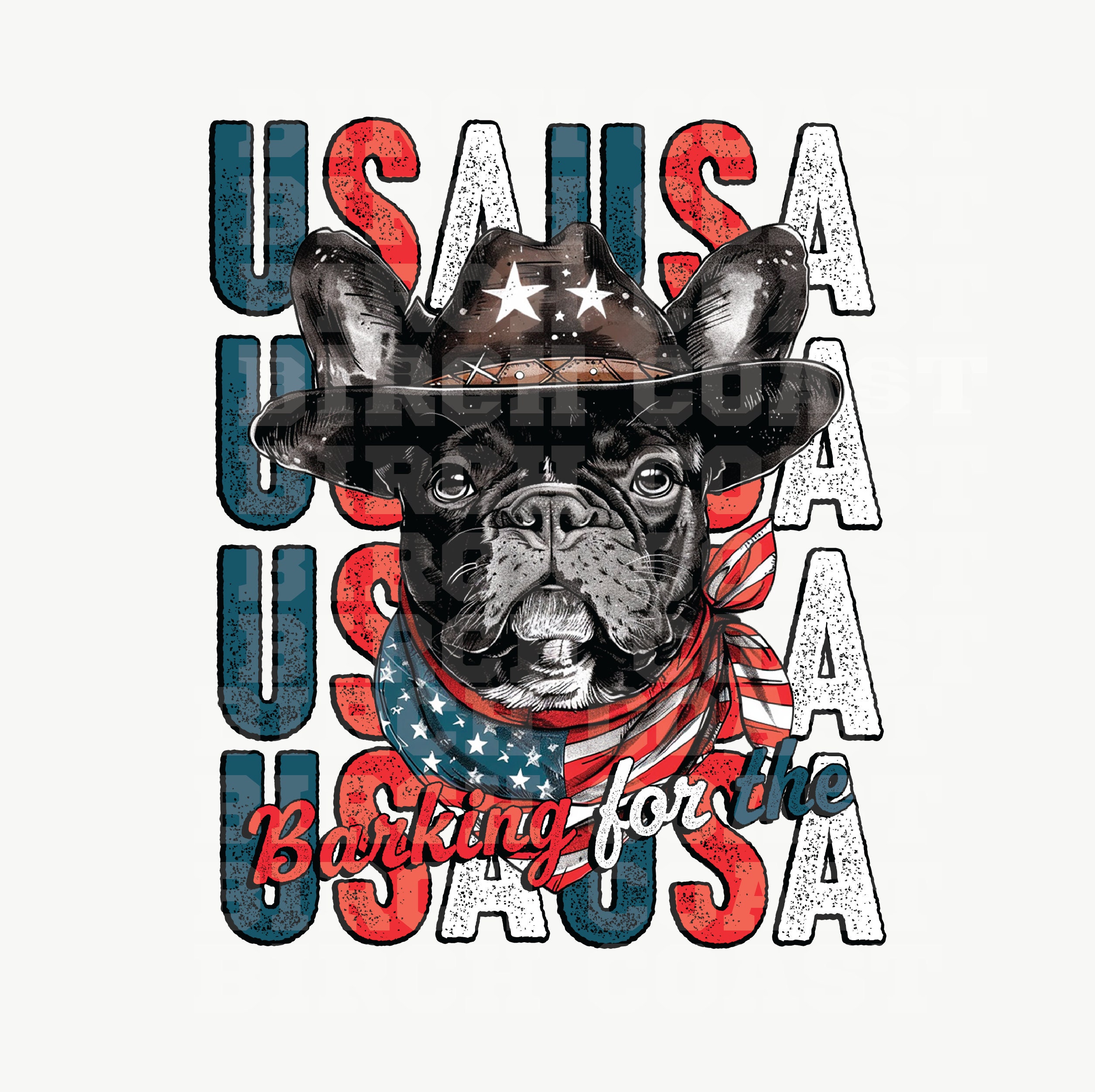 American French Bull Dog PNG, Western Png, 4th of July Png, Western 4th ...