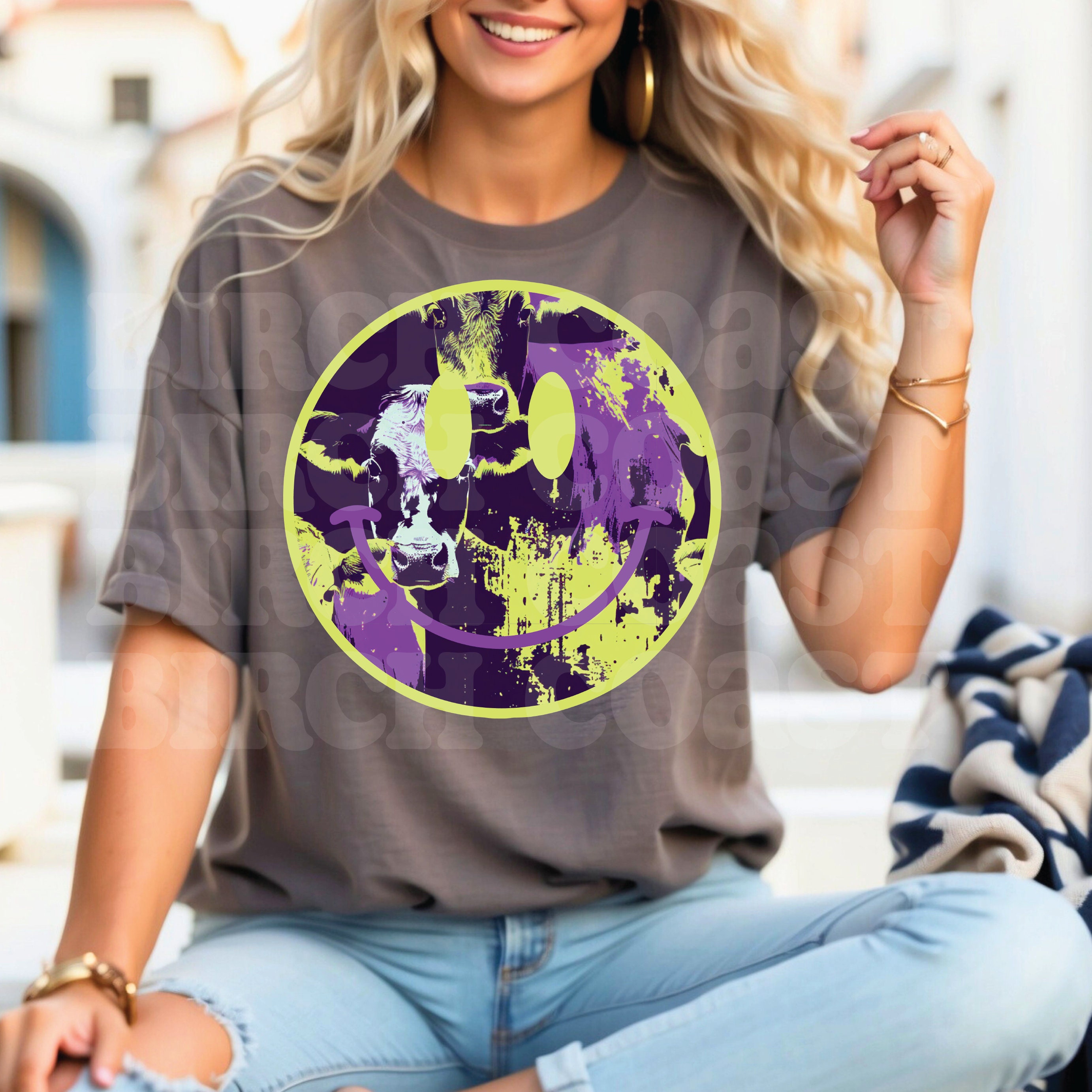 Smiley PNG Cow Print Smiley Face Png Pop Art Design Ideas Sublimation ...
