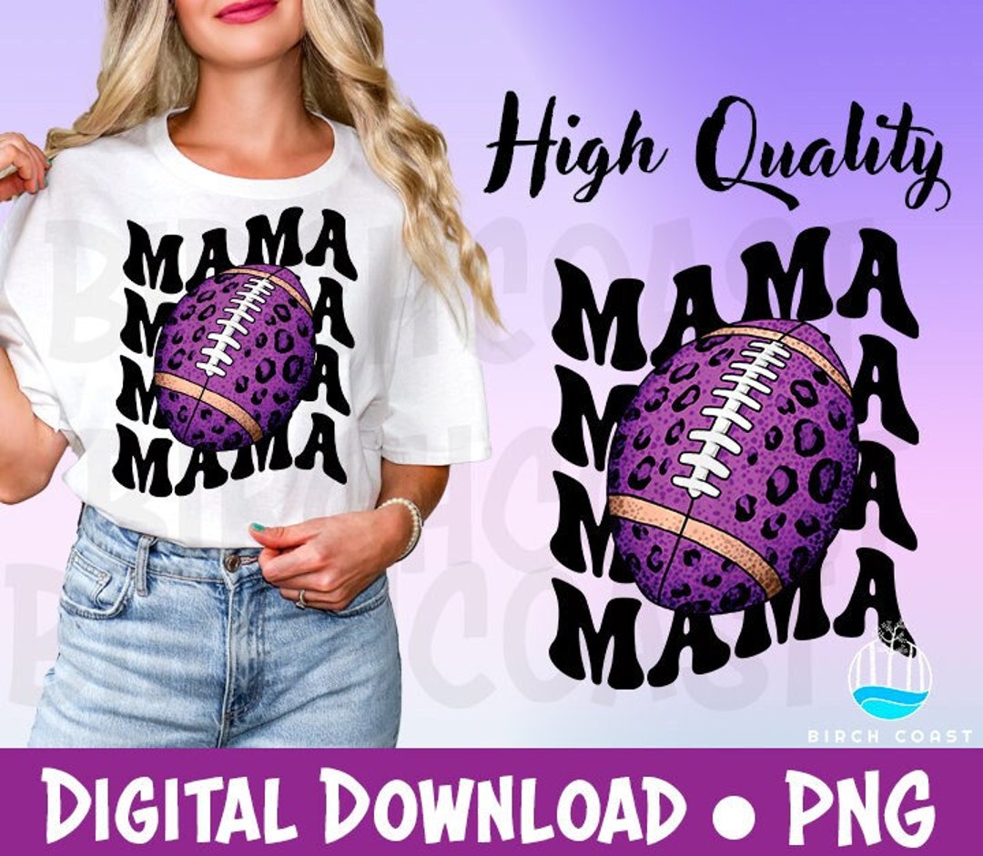 Foot Ball Mama Png, Purple Leopard Print Football Mama Png, Purple ...
