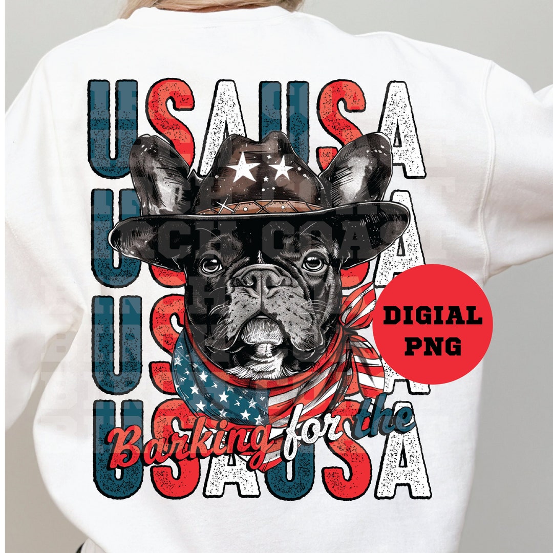 American French Bull Dog PNG, Western Png, 4th of July Png, Western 4th ...