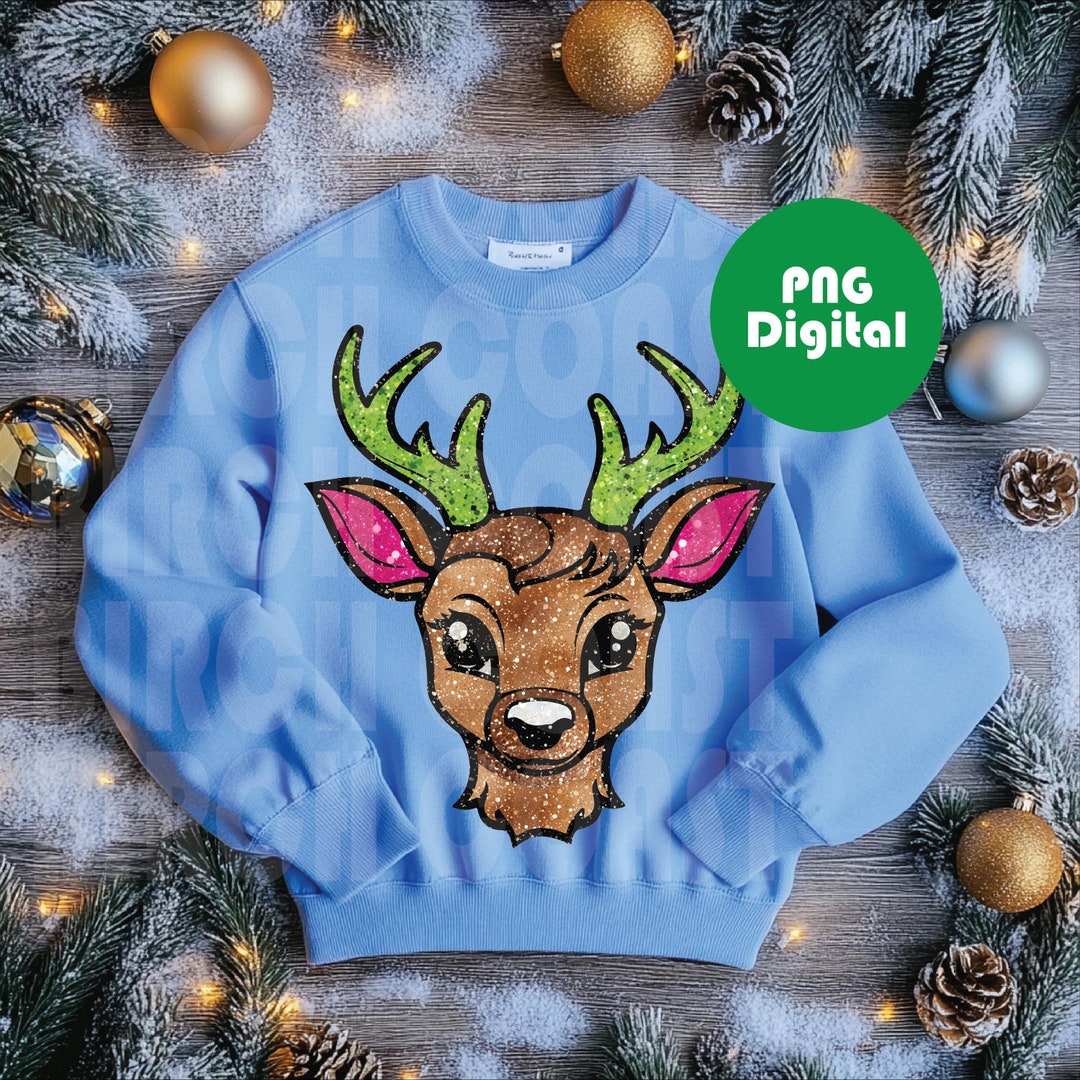 Cute Reindeer Glitter PNG, Christmas Reindeer Clipart, Holiday Glitter ...