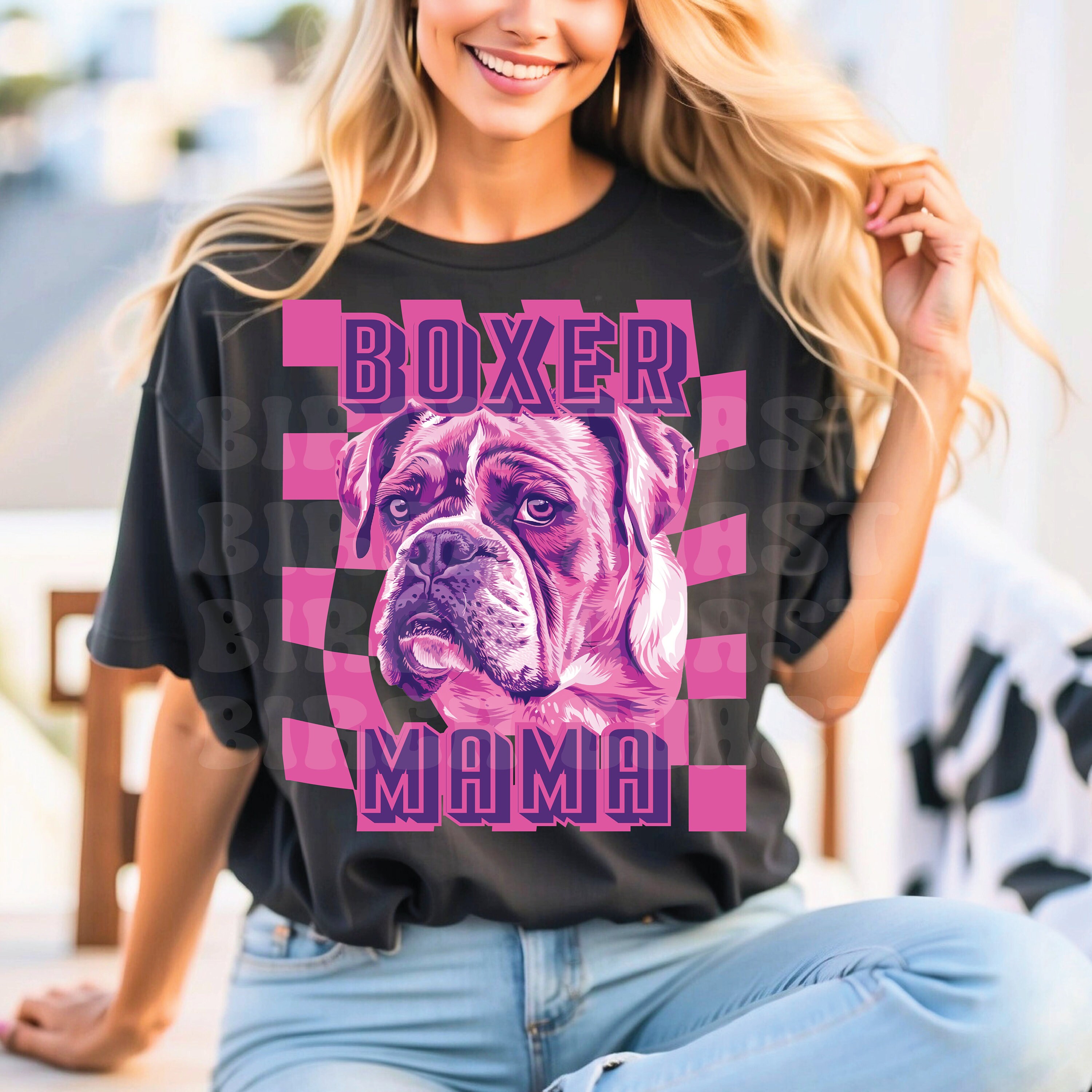 Dog Mama Png, Boxer Dog Mama Png, Checkers Pattern, Dog Mom Design ...