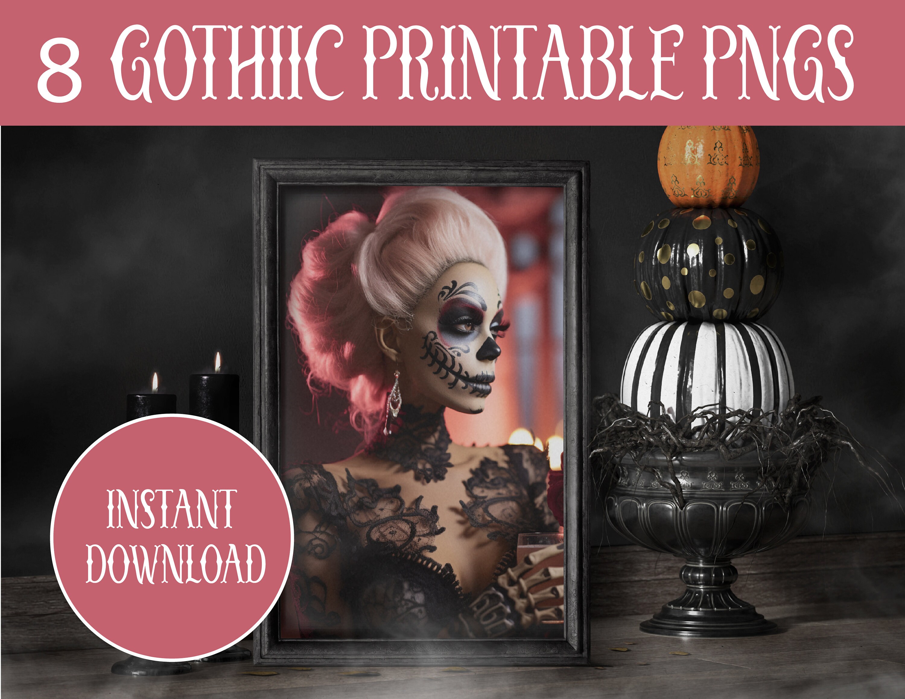 Gothic Pin up Printable PNGS Gothic Decor Prints Gothic - Etsy