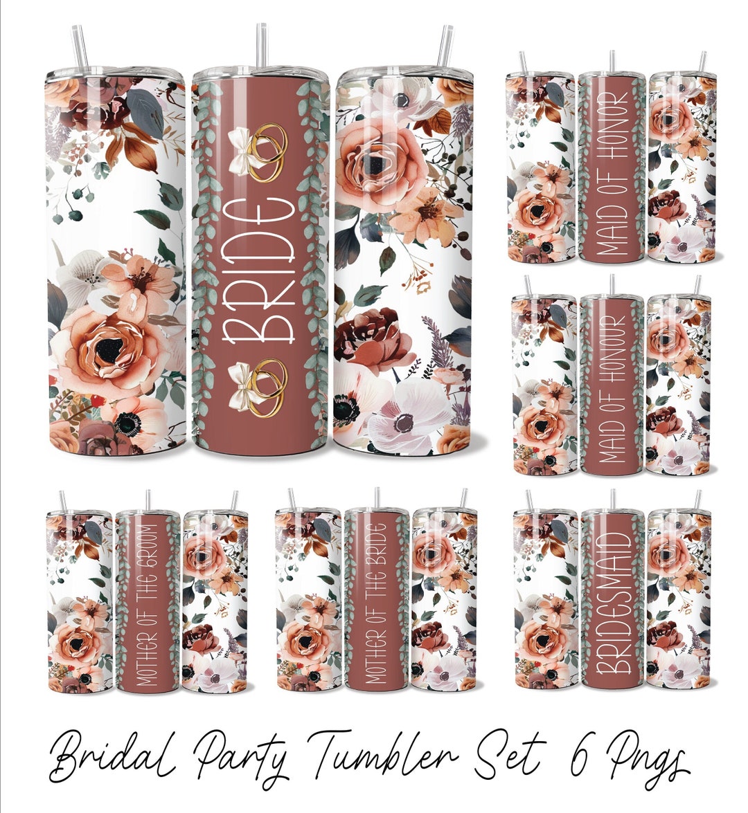 Bridal Tumbler Set, 6 Sub Print BUNDLE 20 Oz Skinny Tumbler Sublimation ...
