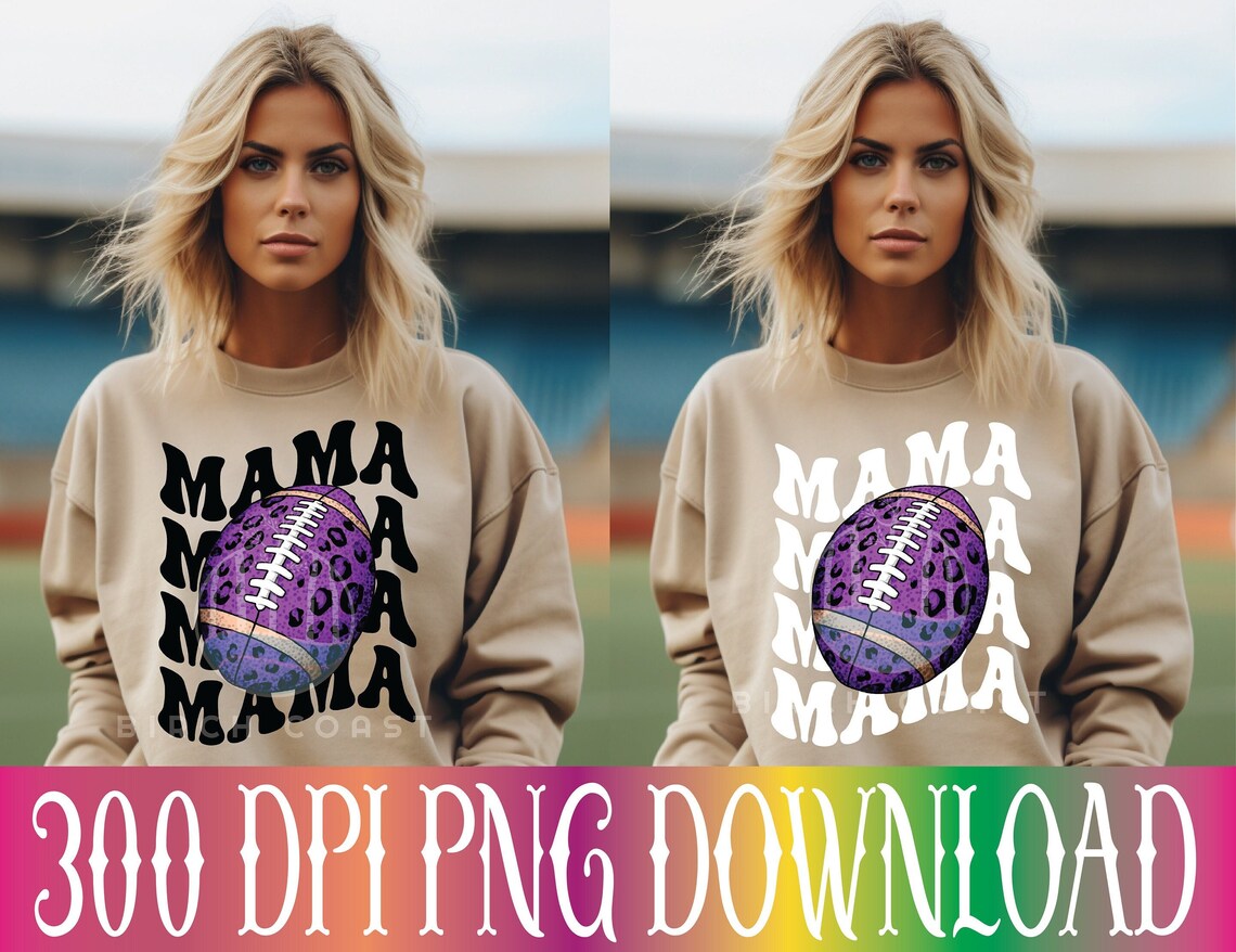 Foot Ball Mama Png, Purple Leopard Print Football Mama Png, Purple ...