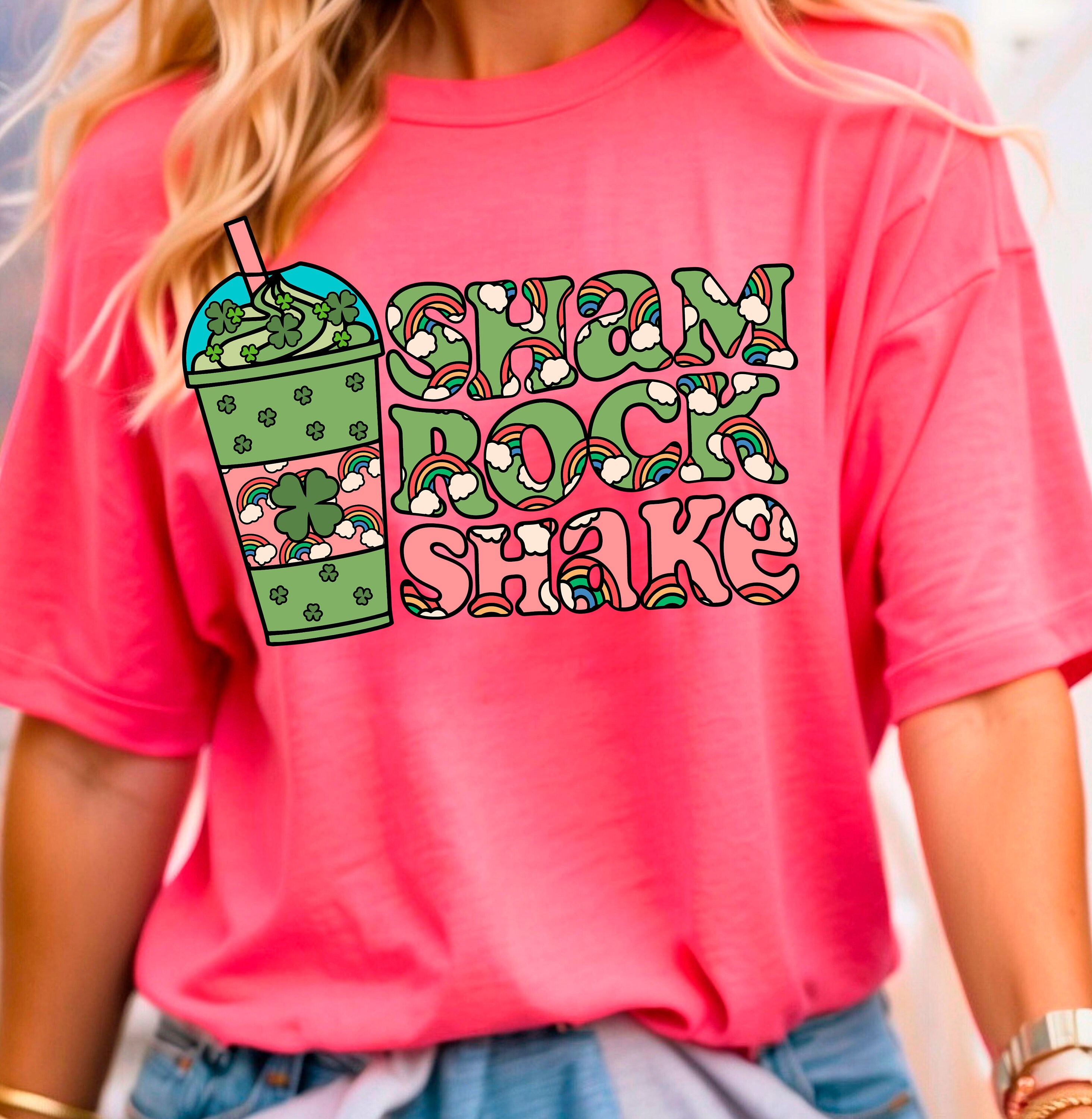 Shamrock Shake Png, St Paddy's Png, Retro St. Patrick's Shirt Design ...