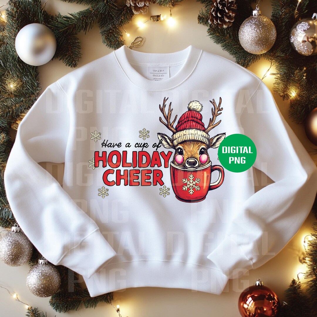 Have a Cup of Holiday Cheer Reindeer PNG | Christmas Hot Cocoa Reindeer ...