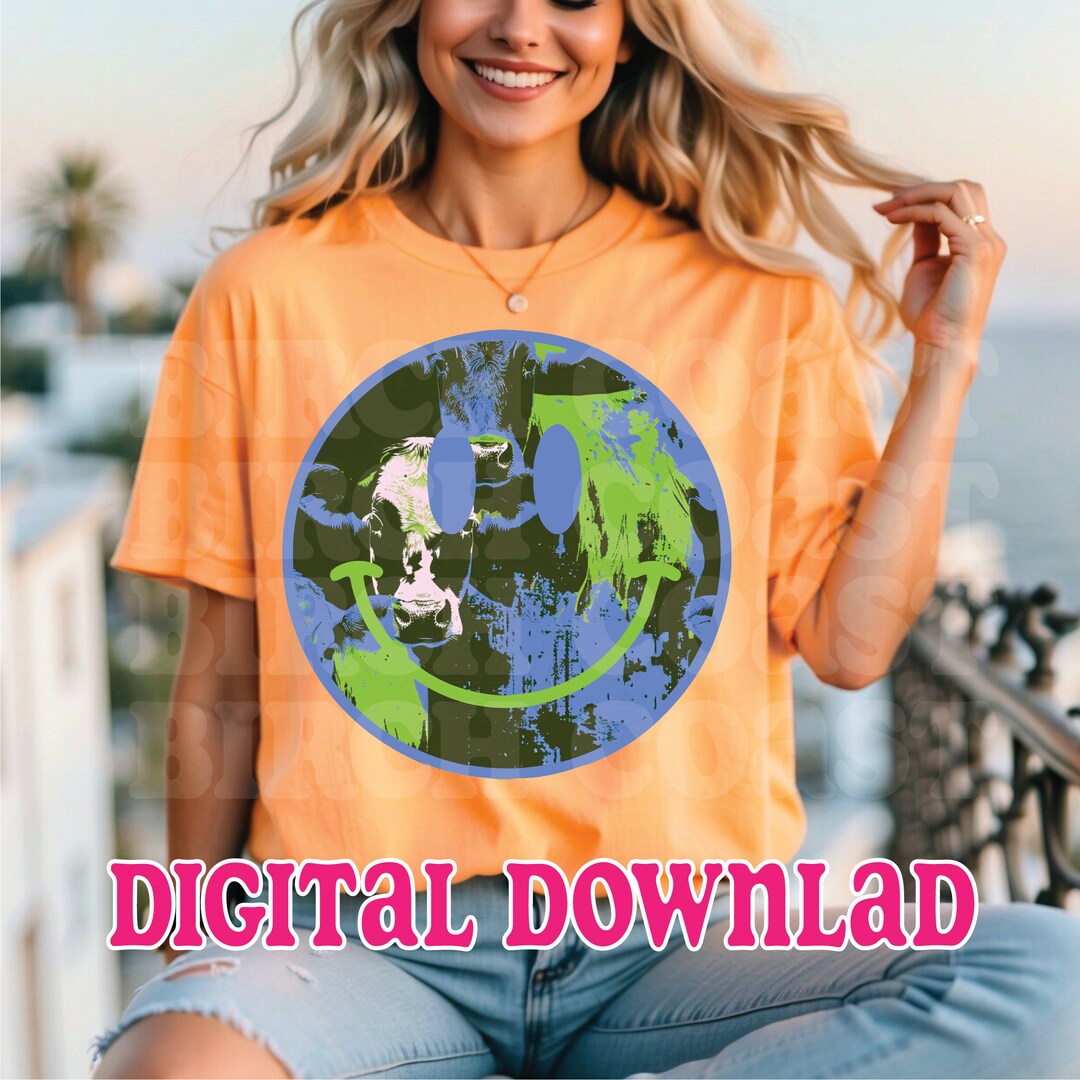 Smiley PNG Cow Print Smiley Face Png Pop Art Design Ideas Sublimation ...