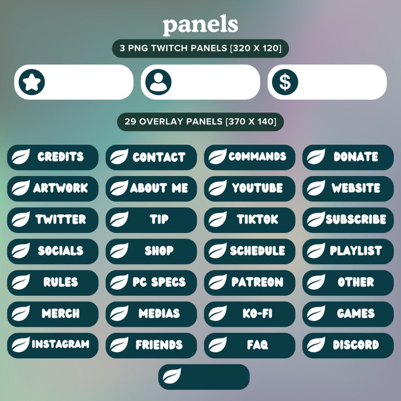 Green Blue Forest Night Sky Twitch Vtuber Overlay Set Animated & Static ...