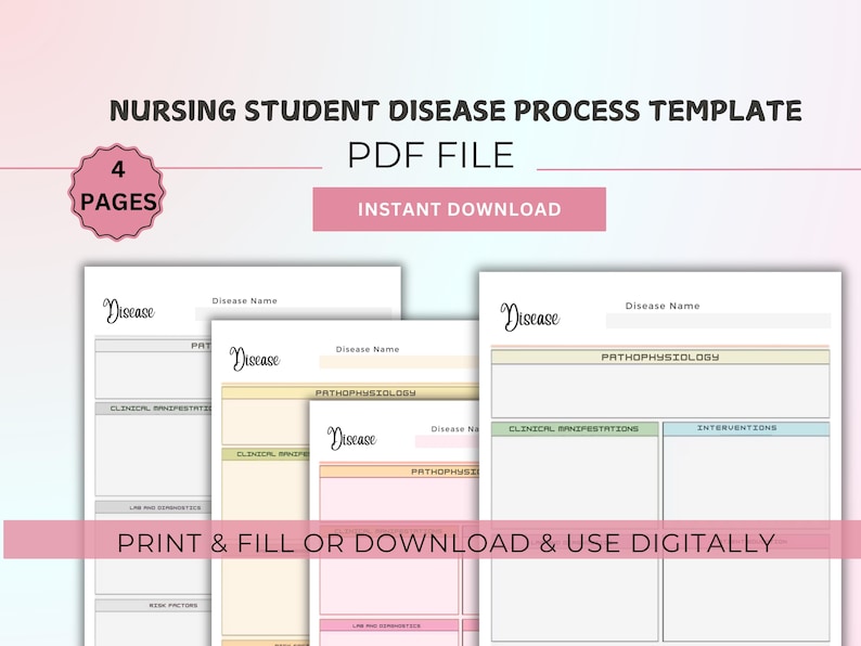 Printable Nursing Student Disease Process Template, Student Nurse ...