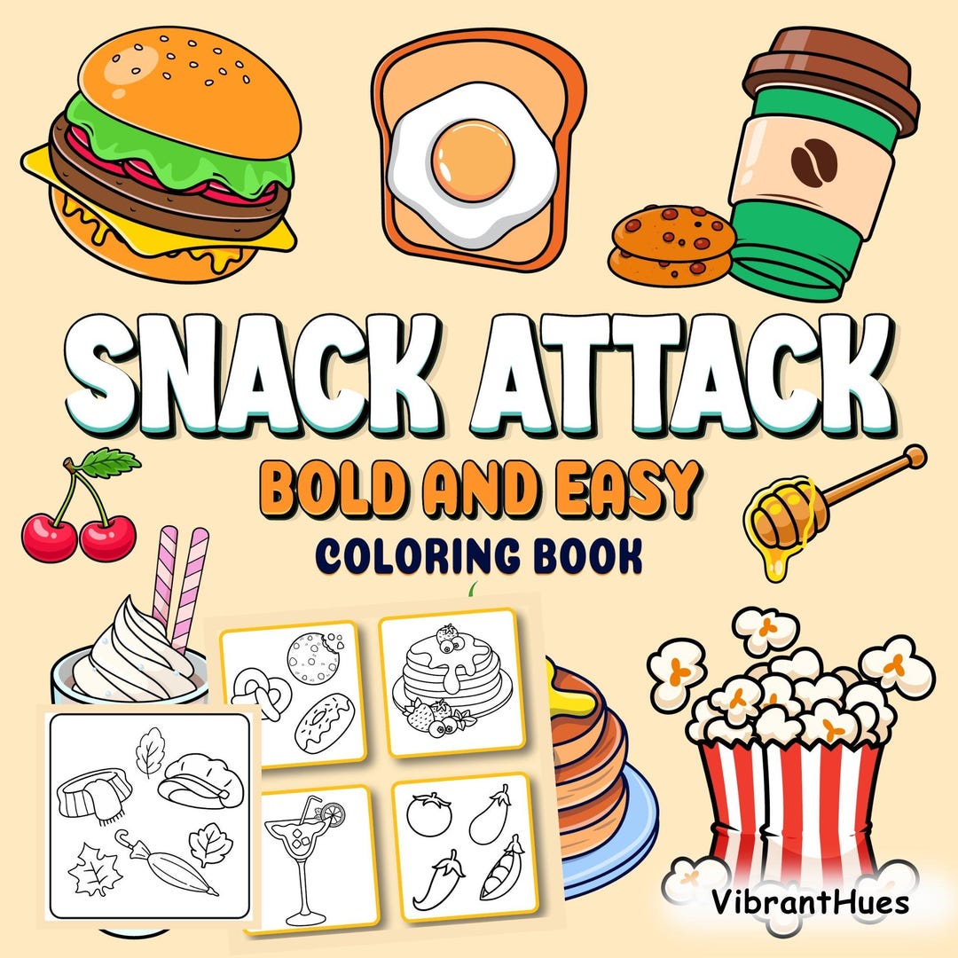 Cute Snack Coloring Pages - Kawaii Food Printable - Fun Food-themed ...