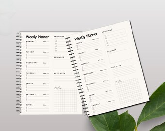 Neutral Tan Beige Weekly Planner | | Weekly Task Organizer | Simple ...
