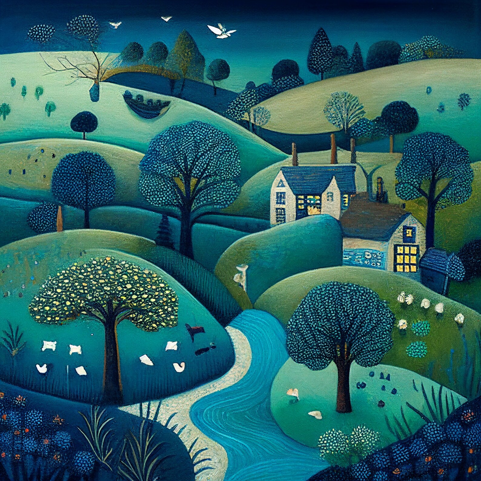 Rolling Countryside Landscape In - Etsy