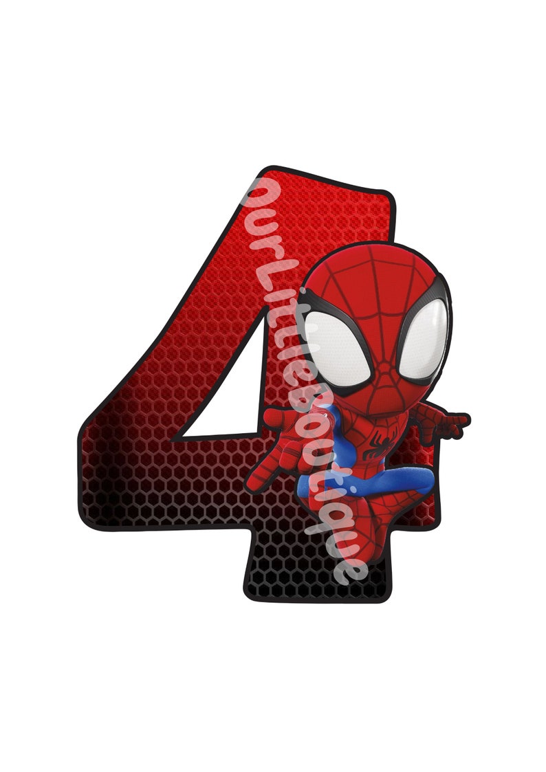 Printable Spidey 4th Birthday Cake Topper Digital Download Ready to Print and Handcut Instant ...