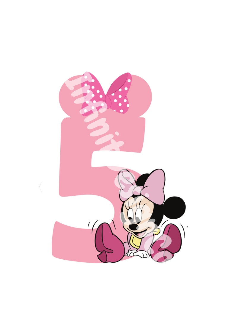 Printable PNG Minnie Mouse 5th Birthday Digital Download - Etsy