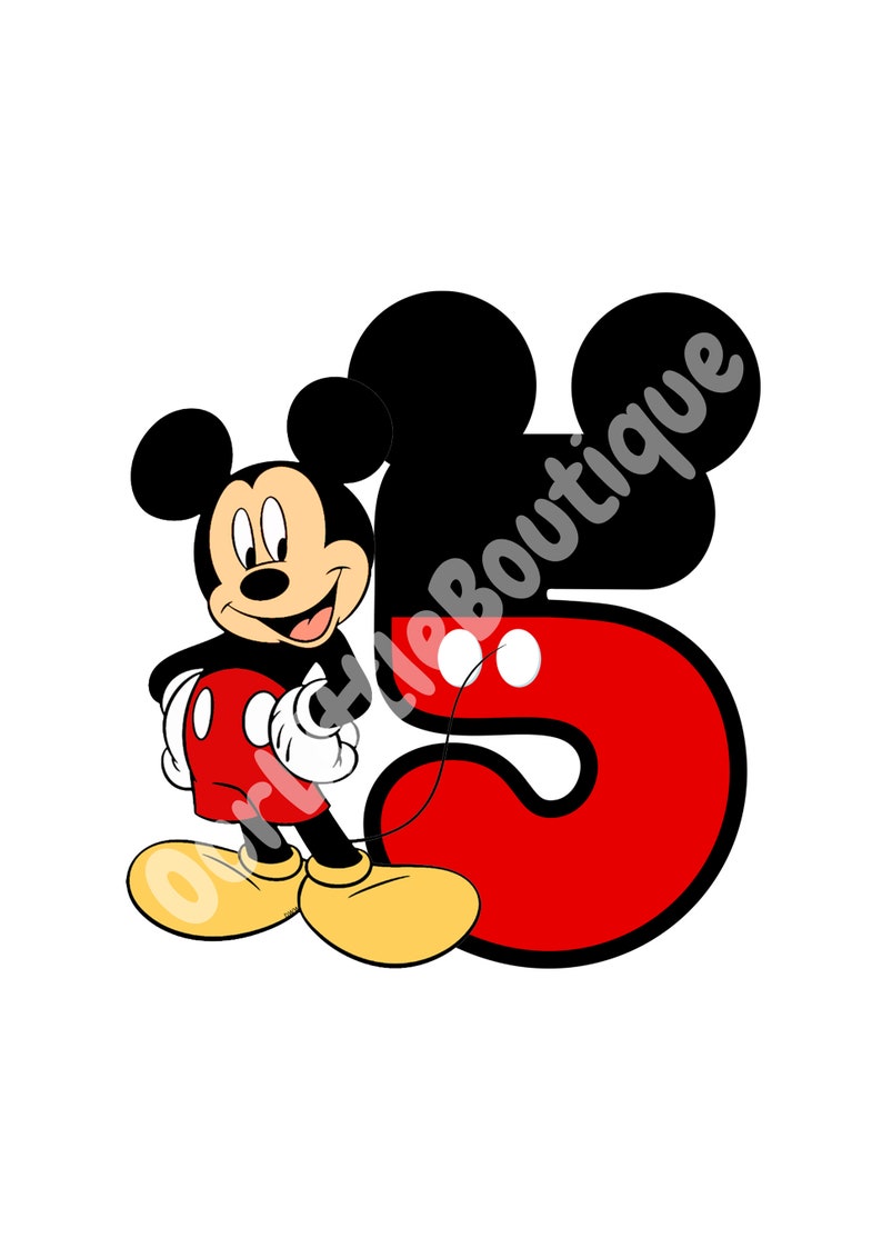 Printable PNG | Mickey Mouse 5th Birthday | Digital Download | Instant ...