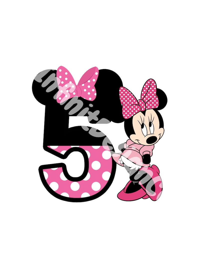Printable PNG | Minnie Mouse 5th Birthday | Digital Download | Instant ...