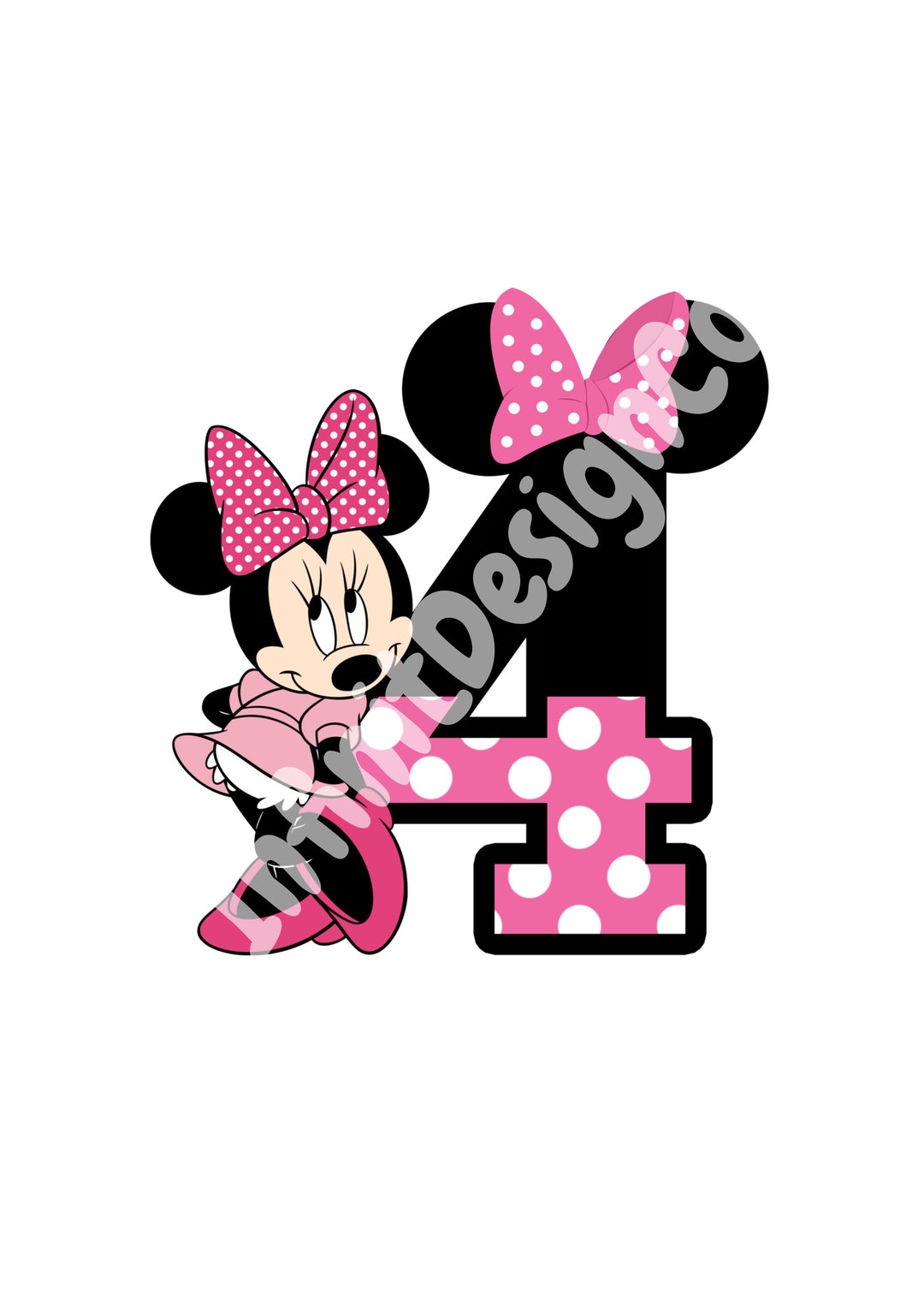 Printable PNG | Minnie Mouse 4th Birthday | Digital Download | Instant ...