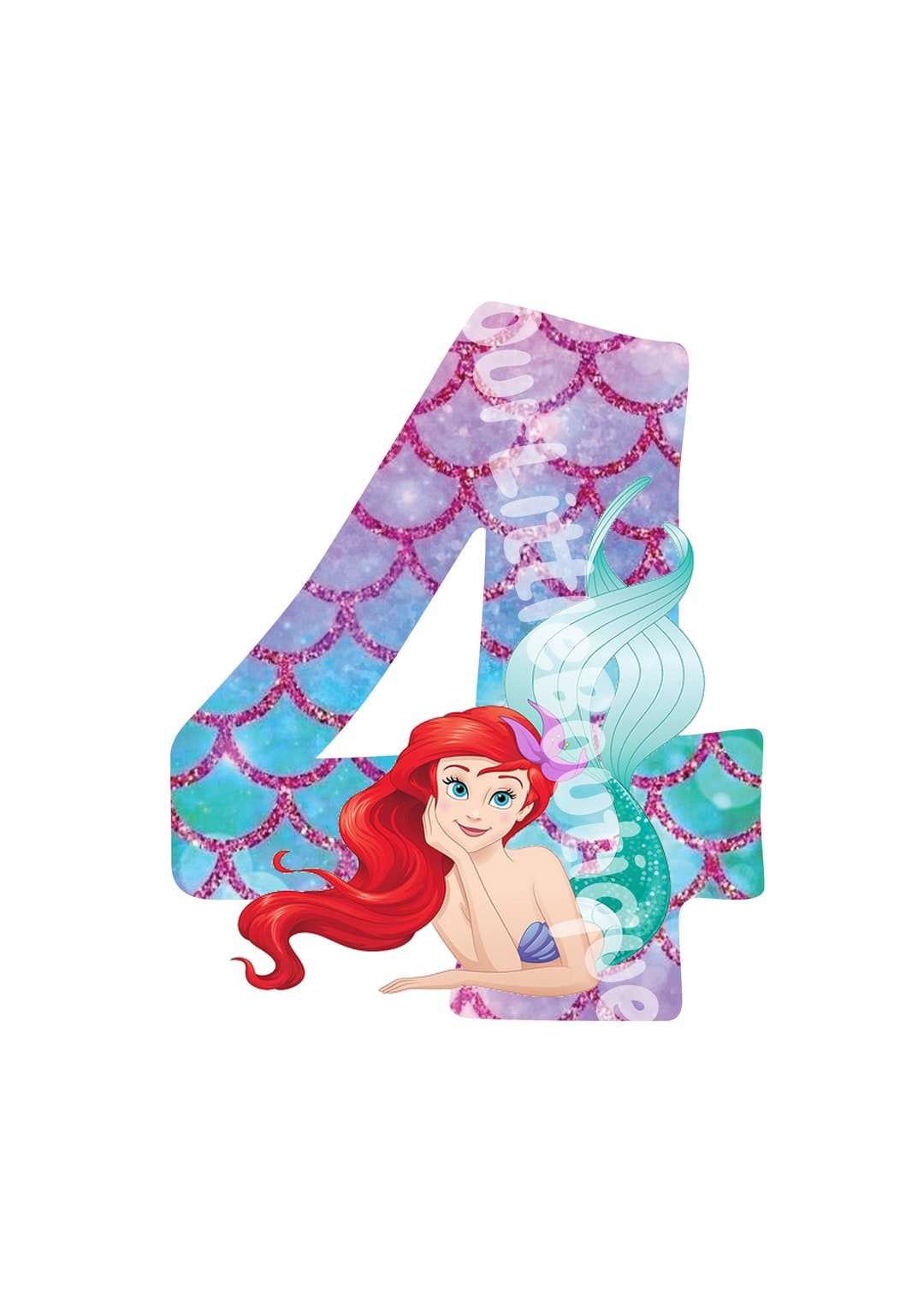 Printable Little Mermaid 4th Birthday | Cake Topper | Digital Download ...
