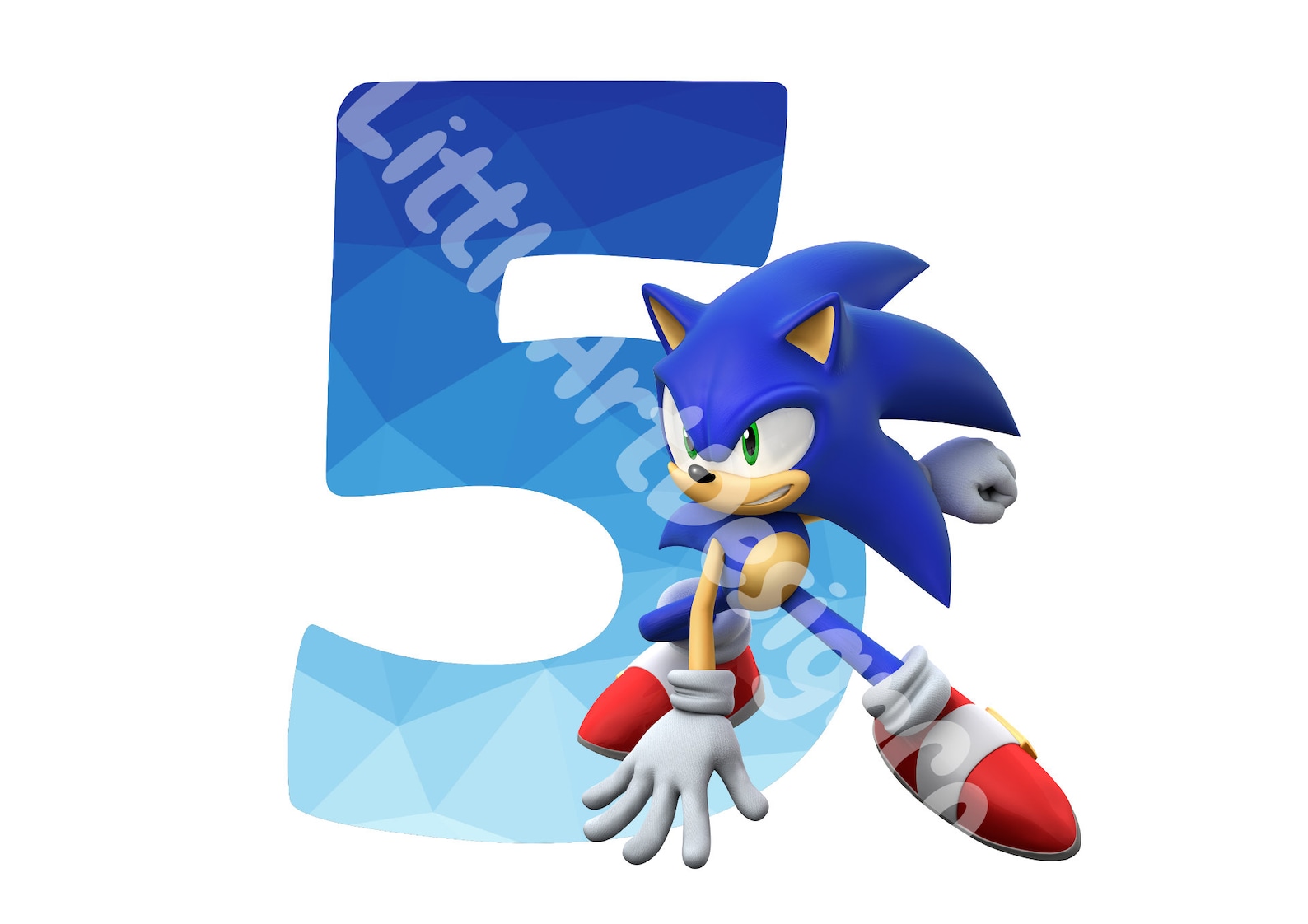 Printable Sonic the Hedgehog 5th Birthday | Cake Topper | Digital ...