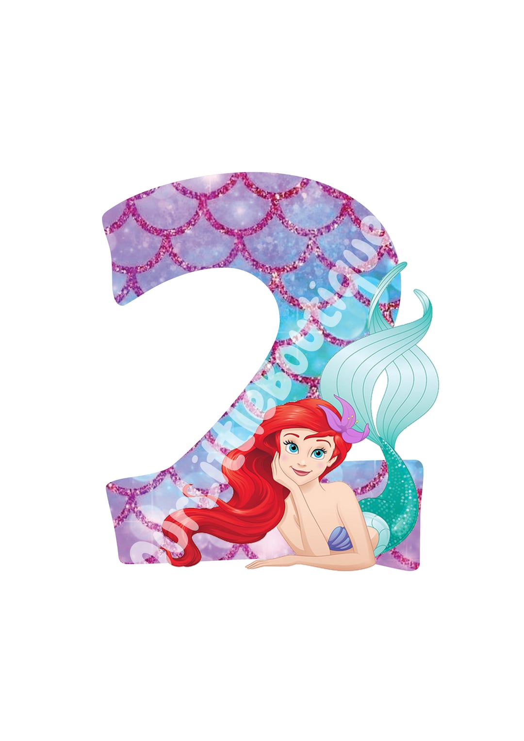 Printable Little Mermaid 2nd Birthday | Cake Topper | Digital Download ...