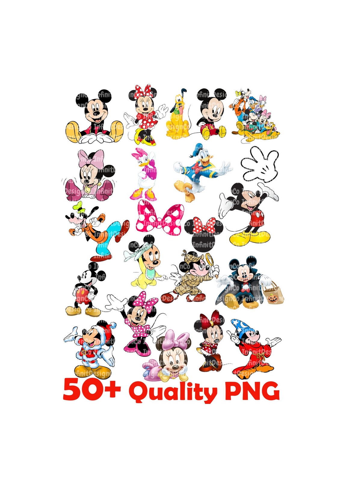 Printable Mickey Mouse Characters PNG Digital Download - Etsy