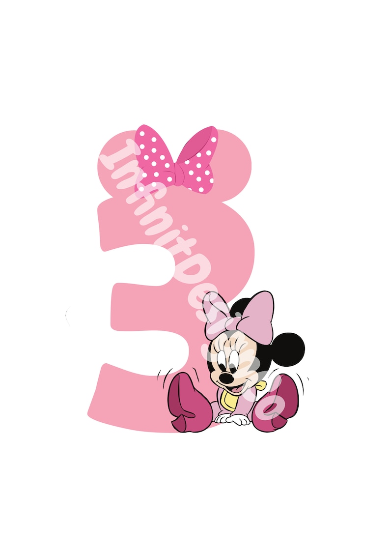 Printable PNG | Minnie Mouse 3rd Birthday | Digital Download | Instant ...