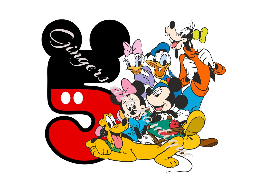 Printable PNG | Mickey Mouse 5th Birthday | Digital Download | Instant ...