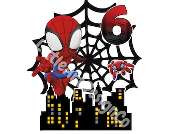 Printable Spidey 4th Birthday Cake Topper Digital Download - Etsy