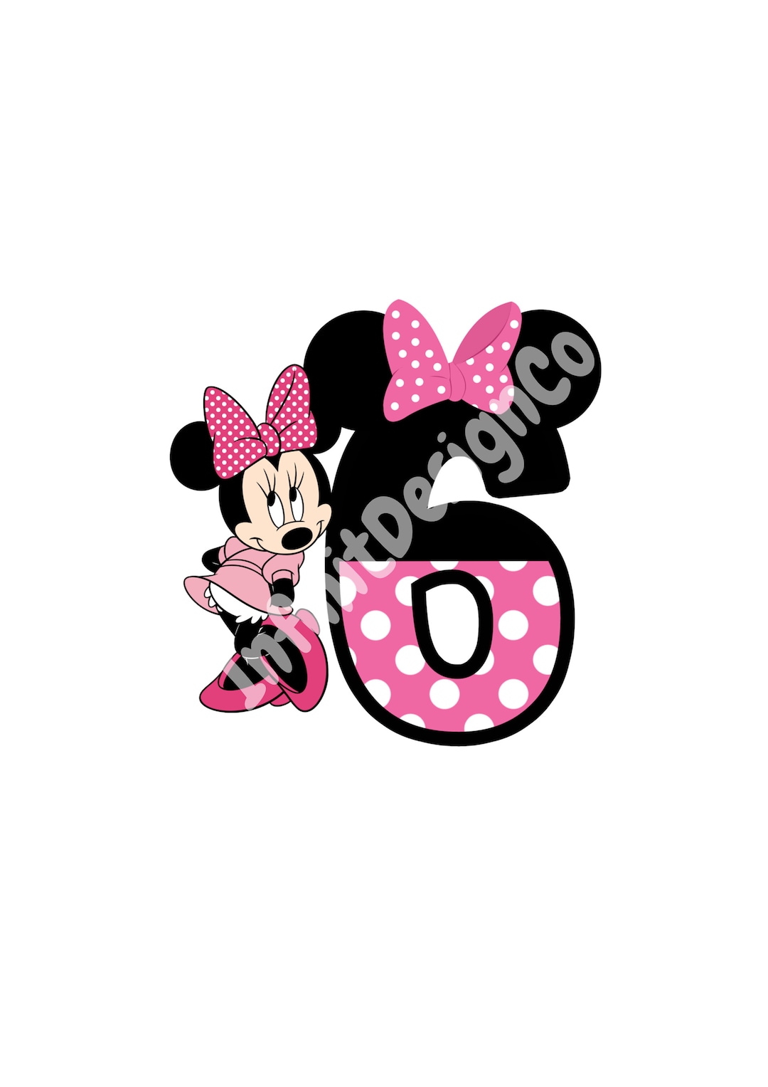 Printable PNG | Minnie Mouse 6th Birthday | Digital Download | Instant ...