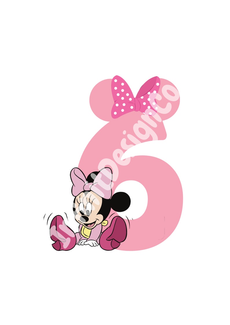 Printable PNG Minnie Mouse 6th Birthday Digital Download Instant ...