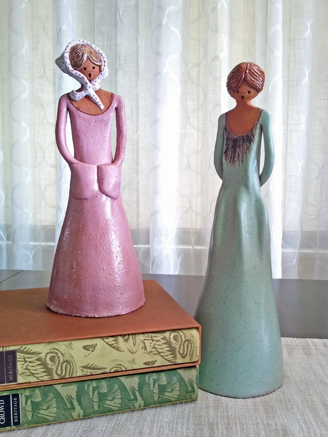 Unique Clay Art Singing Girl Figurines, Vintage 1970s - Etsy