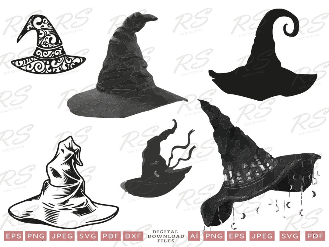 Witch Hat Svg Bundle, Black Witch Hat Clipart, Magic Hat Svg, Halloween ...
