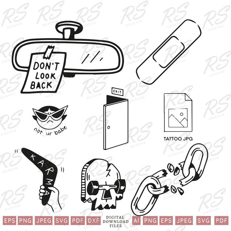 Old School Tatto Svg Png Eps Dxf Fİle, Vintage Old School Retro Clipart ...