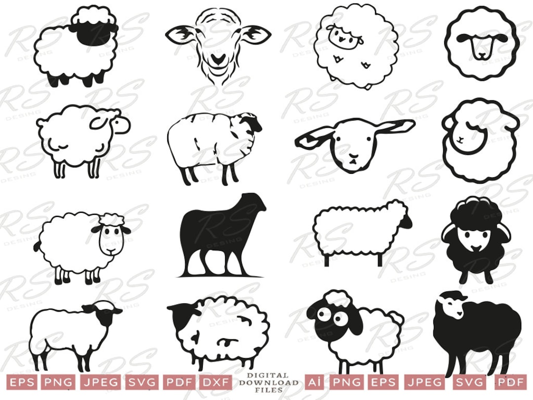 Sheep Svg Files, Sheep Head Clipart, Fat Sheep Silhouette Vector Files ...