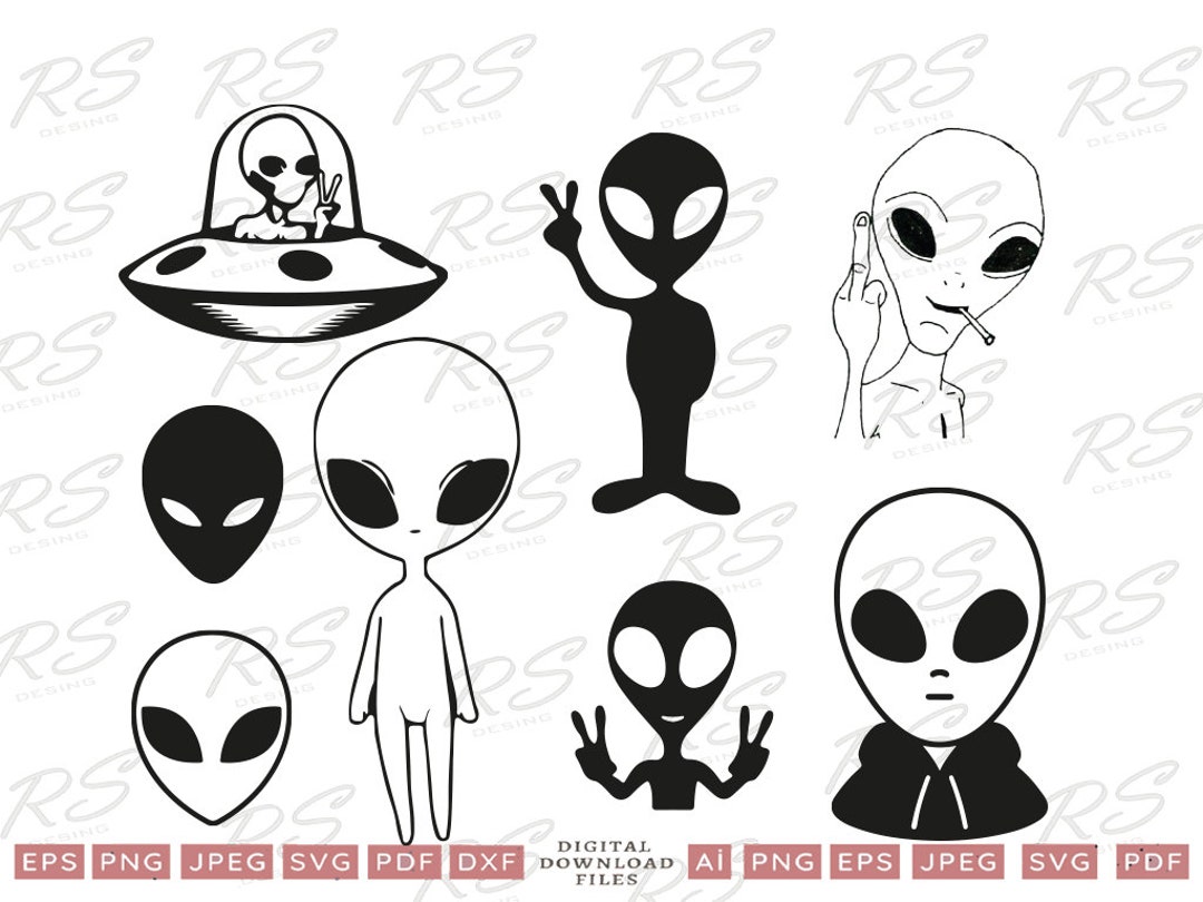 Alien Svg File, Alien Svg, Alien Svg Bundle, Funny Alien Digital File ...