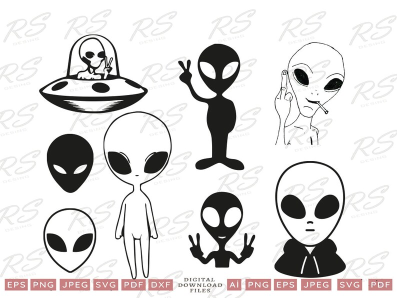 Alien Svg File, Alien Svg, Alien Svg Bundle, Funny Alien Digital File ...